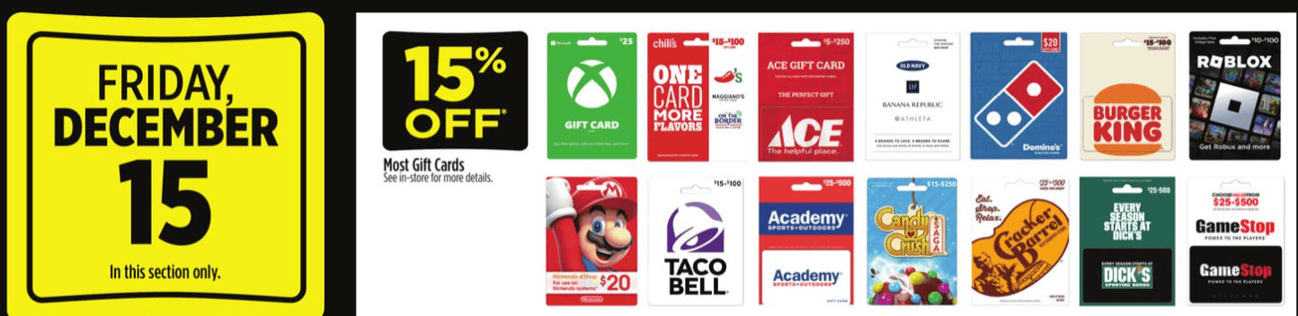 15% Off Most Gift Cards at Dollar General ! 12/15 Only! - Extreme ...